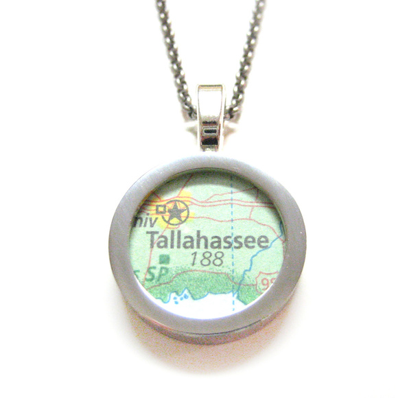 Kiola Designs | Jewelry | Tallahassee Florida Map Pendant Necklace | Poshmark